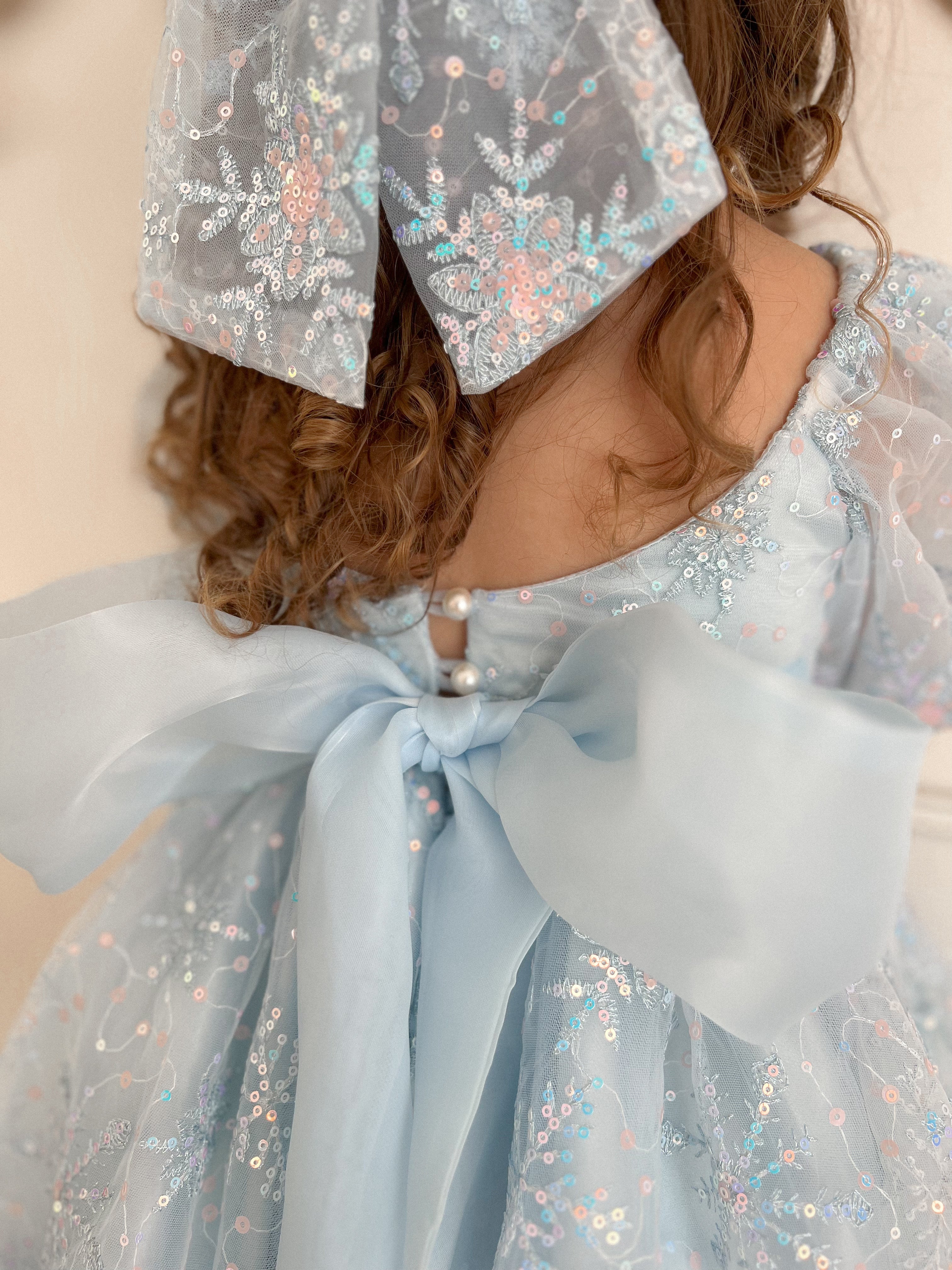 Snow Princess Luxe Handmade Dress & Hair Bow (Made to order) – Mik & Me